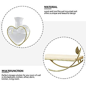 Cabilock Iron Wall-Mounted Stoarge Rack Sundries Holder Nordic Wall Shelf Display Rack Storage Shelf for Bedroom Living Room Dining Room Decoration Supplies (Golden)