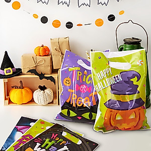 DECORLIFE 72 Pcs Halloween Treat Bags, 6 Styles Heavy Duty Halloween Bags Bulk with Handle, Loot Bags for Goody, Candy, Gift, Treat or Trick