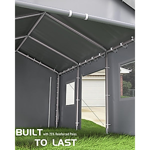 GAOMON 13x20 Ft Heavy-Duty Carport with Detachable Sidewalls, Front and Rear Doors, Sandbags and All-Season Waterproof Fabric Suitable for Cars, Boats, Trucks and Motorcycles (Silver Grey)