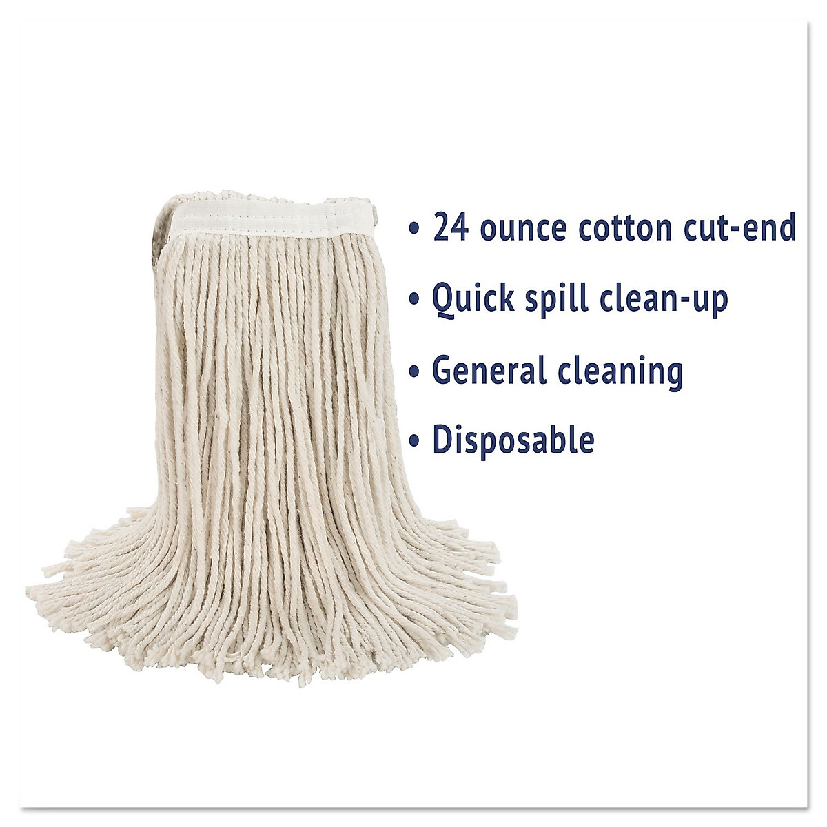 Boardwalk BWK224CCT 24 oz. Cotton Premium Cut-End Wet Mop Heads - White (12/Carton)