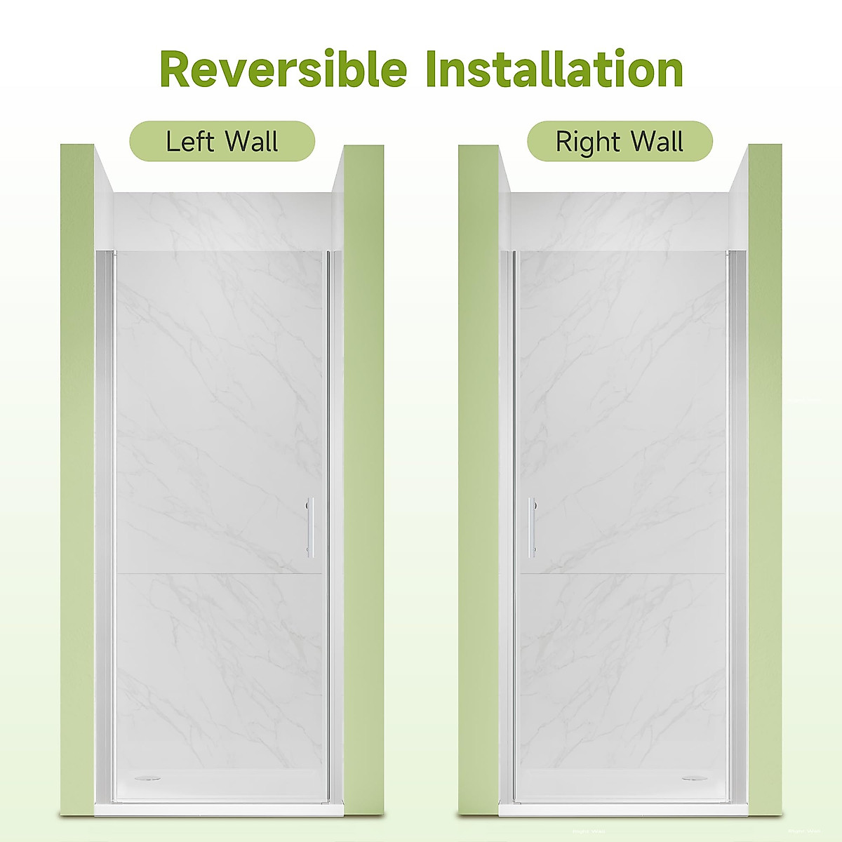 SL4U Pivot Shower Door, 28" W x 72" H, 1/4" Tempered Glass Shower Door, Pivot Swing Shower Glass Door, Easy to Clean, Brushed Nickel Finish