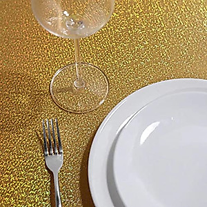 Fitable Gold Sequin Tablecloth for Parties 60x84 Inch - Sparkle Glitter Table Cloth Laser Rectangle Table Cover Overlay for Wedding Baby Shower Ceremony Birthday Cake Table Holiday Banquet Decoration