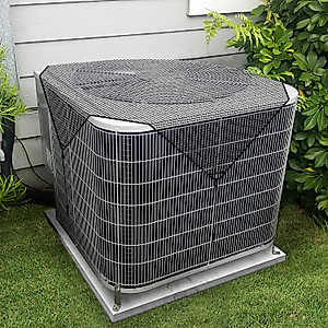 PATIO Outside AC Unit Mesh Cover with Bungee Cords Sturdy Summer Outdoor Air Conditioner Compressor Condenser Top Cover Keep Leaves Debris Out 36''x36''