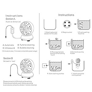 2022 Upgraded Portable Twin Turbo Washer,Ultrasonic Washing Machine, Double Power Version 3 in 1 Portable Washer For Traveling, Camping & Home Ultrasonic Washer USB Connector