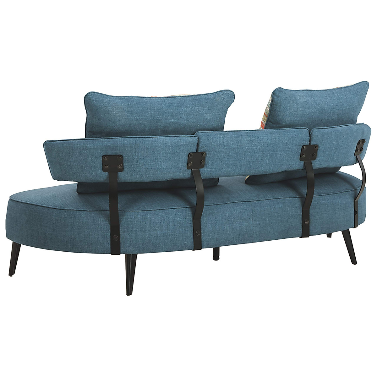 Signature Design by Ashley Hollyann Mid-Century Modern Sofa with 2 Back Pillows, Blue