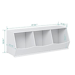 UTEX Toy Storage Organizer,Stackable Kids Toy Storage Cubby with 3 Bins,Toy Boxes and Storage for Playroom,Bedroom,Nursery School,White
