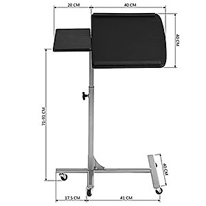 XBWEI Lifting Computer Desk Rolling Table Desk with Adjustable Height Laptop Notebook Swivel Desk with 5 Wheels Leg Table