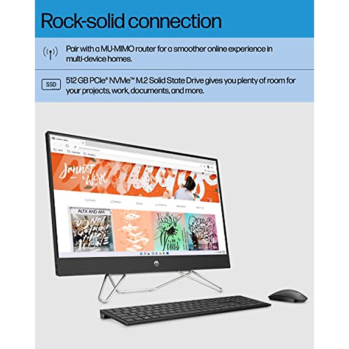 HP All-in-One Bundle PC, 27" Full HD Micro-Edge Touchscreen Display, 12th Generation Intel Core i7 Processor, Intel Iris Xe Graphics, 16 GB SDRAM, 512 GB SSD, Windows 11 Home OS, Wi-Fi (cb1180, 2022)