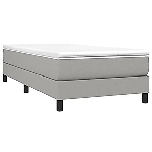 vidaXL Box Spring Bed with Mattress Home Bedroom Mattress Pad Single Bed Frame Base Foam Topper Furniture Light Gray 39.4"x79.9" Twin XL Fabric