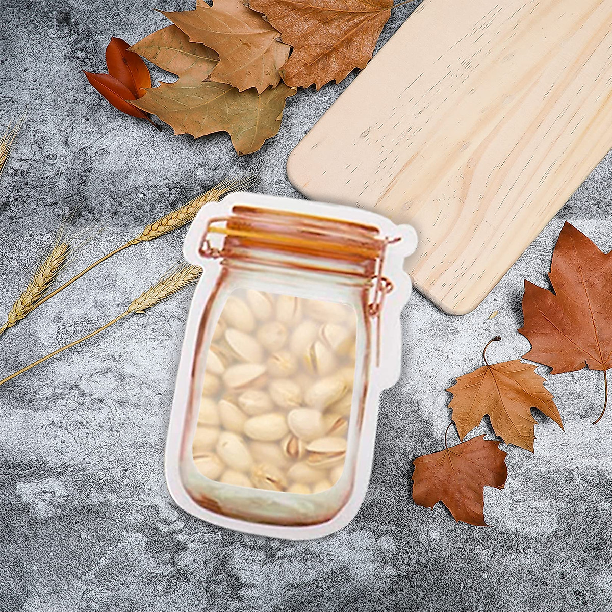 Enkrio 18Pcs Mason Jar Zipper Bags Resuable Snack Bags Portable Food Storage Snack Zipper Bags for Kitchen Travel Camping Picnic Organizer (18S)