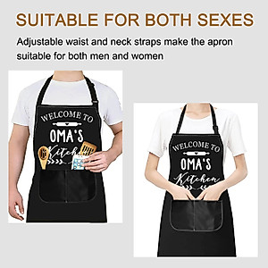 Welcome to Oma’s Kitchen Oma Grandma Gift Grandma Apron With Pocket Grandma Baking Cooking Apron (OMA'S kitchen)