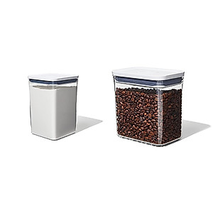 OXO Good Grips POP Container Bundle - Airtight Food Storage Containers - Big Square Medium 4.4 Qt and 1.7 Qt Rectangle