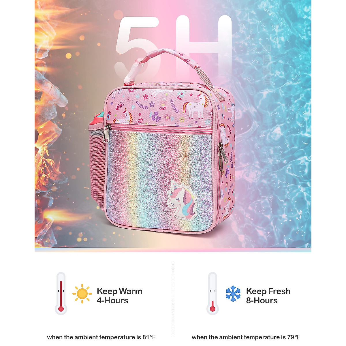 Bagseri Lunch Box, Kids Insulated Lunch Box Bag for Girls