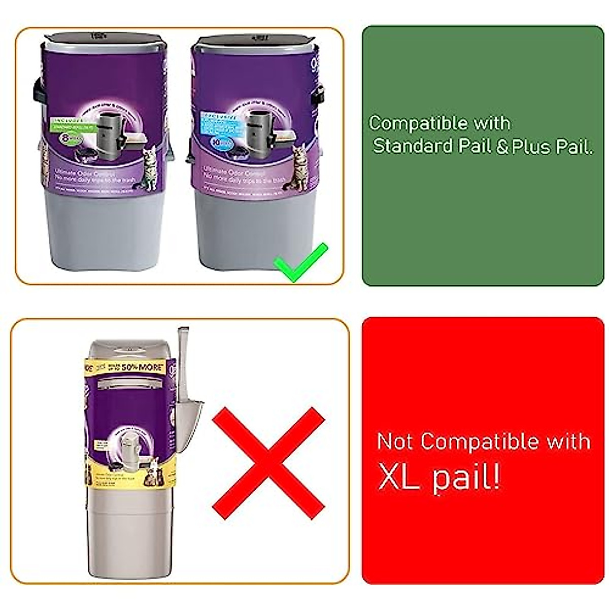 Varycony Cat Litter Refills Bag Cartridge Compatible with Your Genie Litter Standard Pail, Plus Pail, 8 Pack (NOT Compatible with Your Genie Litter XL Pail)