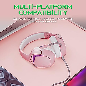 Black Shark Gaming Headset for PS4 PS5 PC Xbox One Switch, Noise Cancelling Wired 3.5mm Gamer Headphones with Microphone, Over Ear, LED Light, Deep Bass Surround Soft Memory Earmuffs for Computer