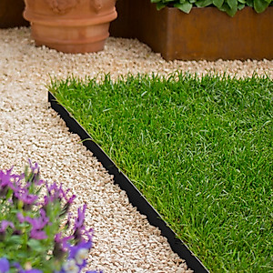 Worth Garden 10-Pack Galvanized Steel Landscape Lawn Edging - 4.5in H Black Powder Coated Bendable Metal Strips - Hammer-in Edging Border w/ 11 Clips - Yard Pathway Divider (33Ft Total)