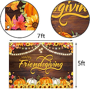 Nepnuser Happy Friendsgiving Photo Booth Backdrop Fall Harvest Thansgiving Friends Party Decorations Maple Leaves Sunflower Wall Decor Supplies (7×5ft)