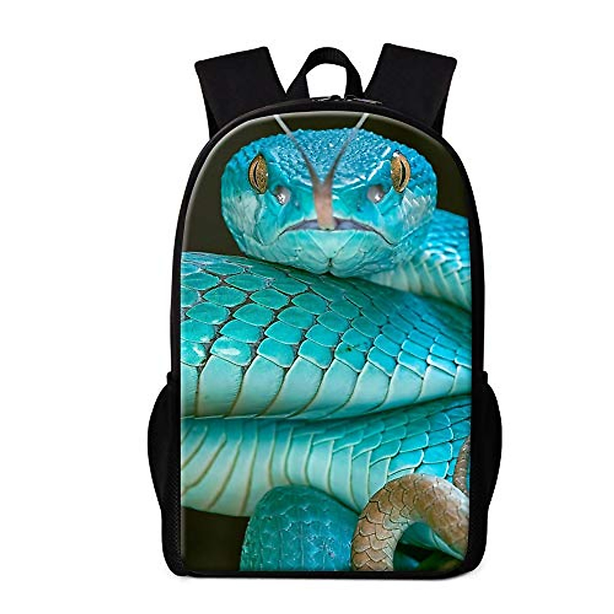Dispalang Cute Snake Print Backpack Art School Bookbag Double Shoulder Satchel for Boys Animal Rucksack for Girls
