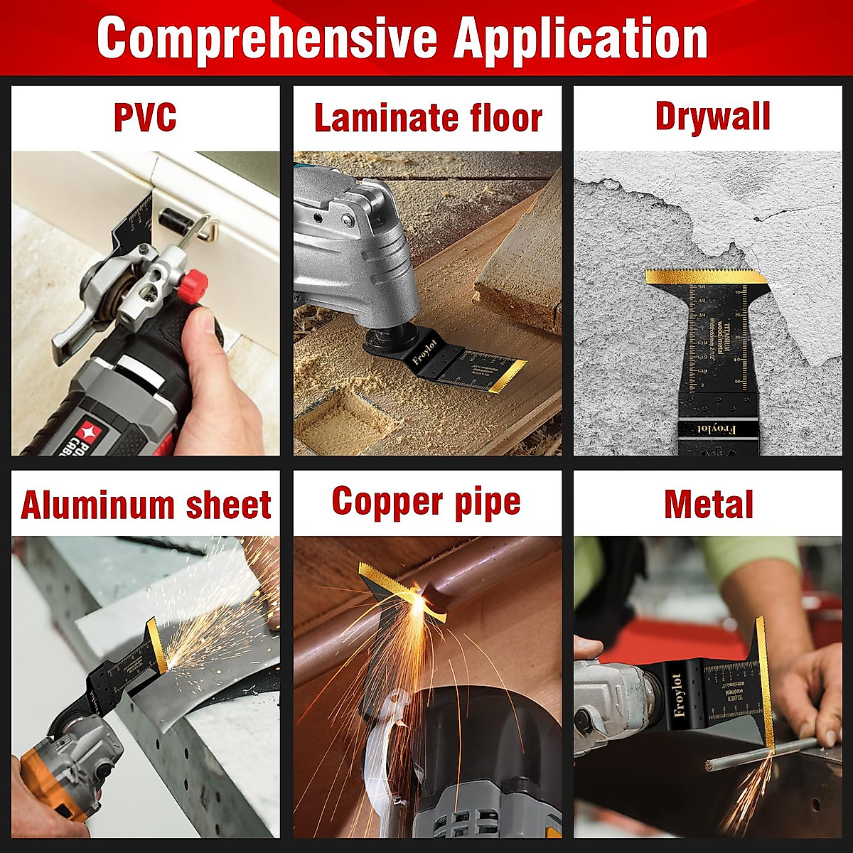 24PCS Bi-Metal Titanium Oscillating Tool Blades – Multi-Tool Blades Cutting Nails, Staple, Copper Pipe, Drywall, Sheetrock, Wood, Siding – Universal Fit DeWalt, Milwaukee, Fein, Metabo, Rigid (M42 Ti)