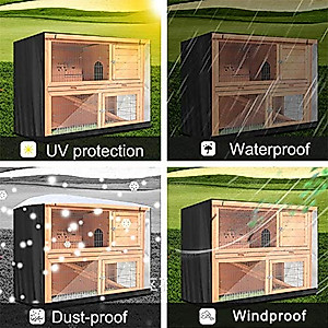 Rabbit Hutch Rabbit Cage Cover - Indoor Outdoor Rabbit Hutch Cover, Dust-Proof Cover Accessory for Poultry Cage(Black)