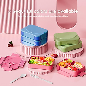 Winproper Lunch Box Kids Bento Box, Leakproof Bento Lunch Box with 6 Compartments, BPA-Free Men Women Lunch Containers for Adults/Kids/Students, 40 oz Portable On-the-Go Meal and Snack Packing - Pink