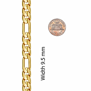 LIFETIME JEWELRY 9mm Figaro Chain Bracelet for Men & Women 24k Real Gold Plated (9.00)