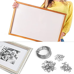 Ouskr 100 Pcs Picture Hanging Wire Kit, 100 Feet Heavy Duty Wire Picture Hanging for Photo Mirror Frame Artwork, Included D Ring Picture Hangers, Screws, Aluminum Sleeves, Screwdriver, up to 30lbs