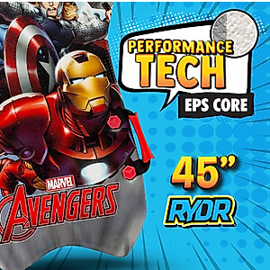 RYDR Marvel 45" Two Person Snow Slider Sled - Kids Downhill Toboggan Winter Sleds Plastic Sledding Board Xtreme Foam Heavy Duty Racer Sleigh for Children