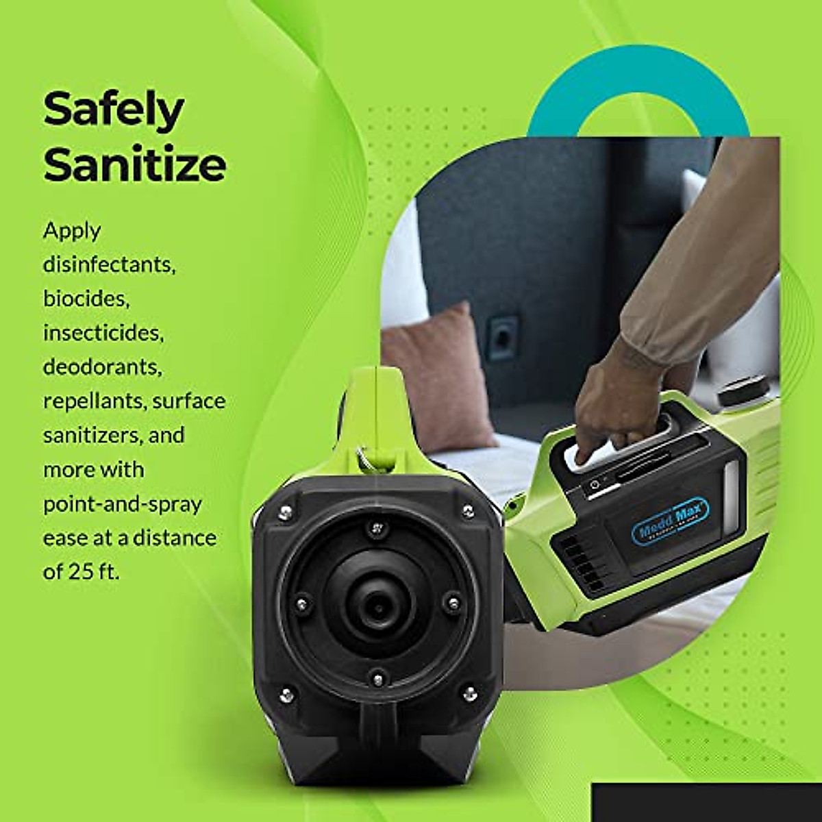 Medd Max ULV Cold Fogger for Applying Disinfectants, Sprays 25 ft. – 10 UM Droplet, 2L Tank, Rechargeable Lithium Battery, Disinfecting Machine