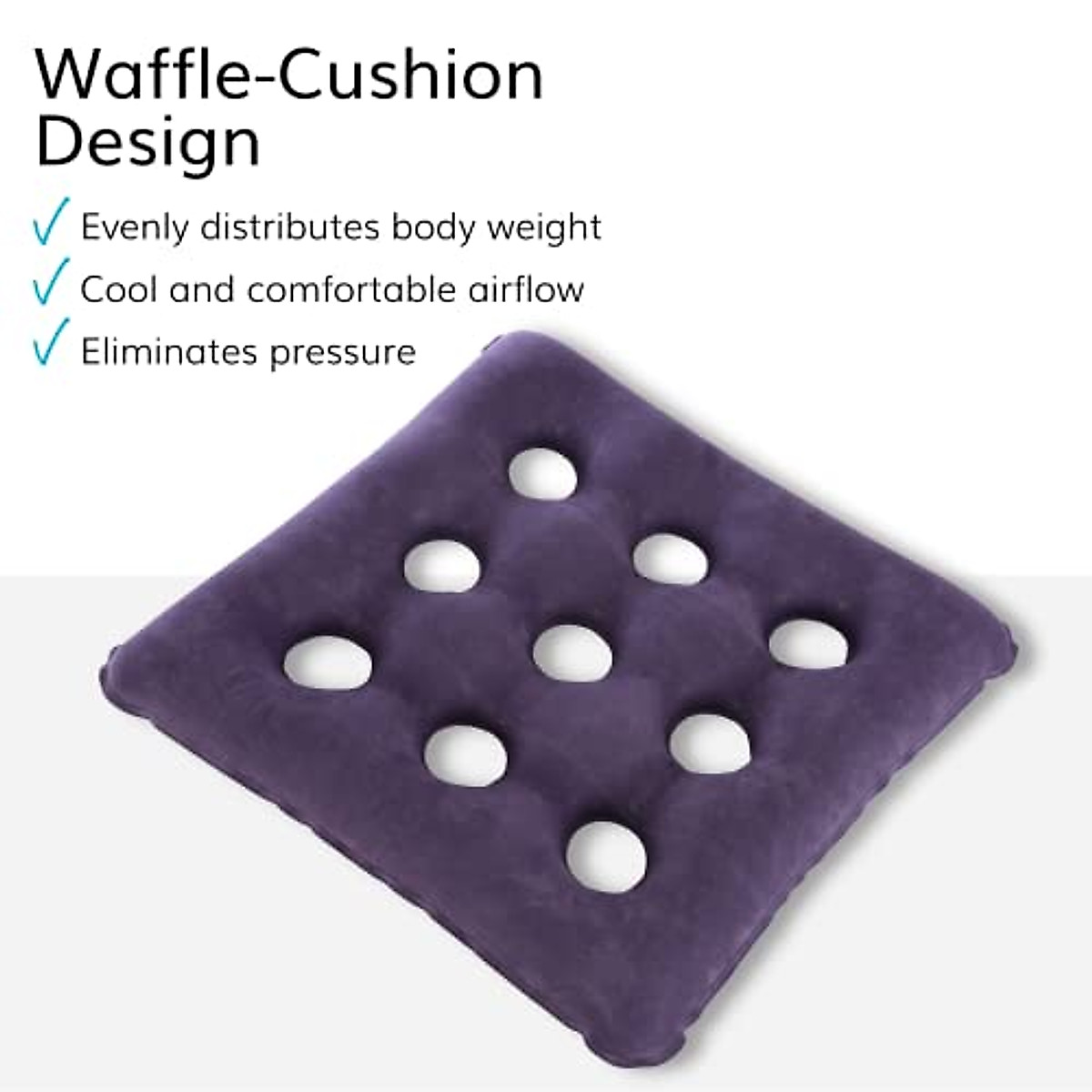 BraceAbility Inflatable Seat Cushion - Portable Pressure Relief Blow-Up Waffle Pad for Wheelchair, Office Chair, Airplane or Car, Bed Sore Prevention, Hip Bursitis, Low Back Pain (Air Pump Included)