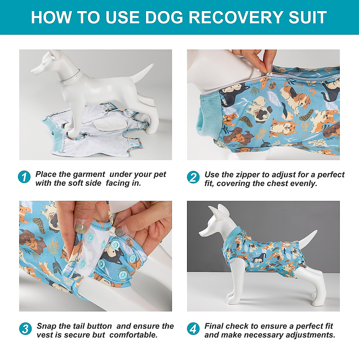 Leekalos Recovery Suit for Dogs After Surgery,Soft Breathable Dog Bodysuit Surgical Recovery Suit,Male Female Dog Neuter Spay Suits Anti Licking Wounds Jumpsuits for Small Medium Large Dogs