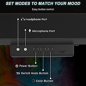 JOY worker RGB Gaming Desk 47 Inch with Led Lights, Music Sync Computer Gamer Desk, Carbon Fiber Surface PC Gaming Desk with Monitor Stand, Ergonomic Z Shaped Gaming Table with Plug Board Holder,Black