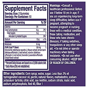 Zzzquil, Pure ZZZs, Enhanced Melatonin, Sleep Aid Gummies, 3X Melatonin, Helps you Naturally Fall Asleep Fast, 6mg Melatonin & Blend of Chamomile, Lavender & Valerian Root, 100 Count