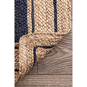 nuLOOM Rikki Coastal Braided Jute Area Rug, 4x6, Navy