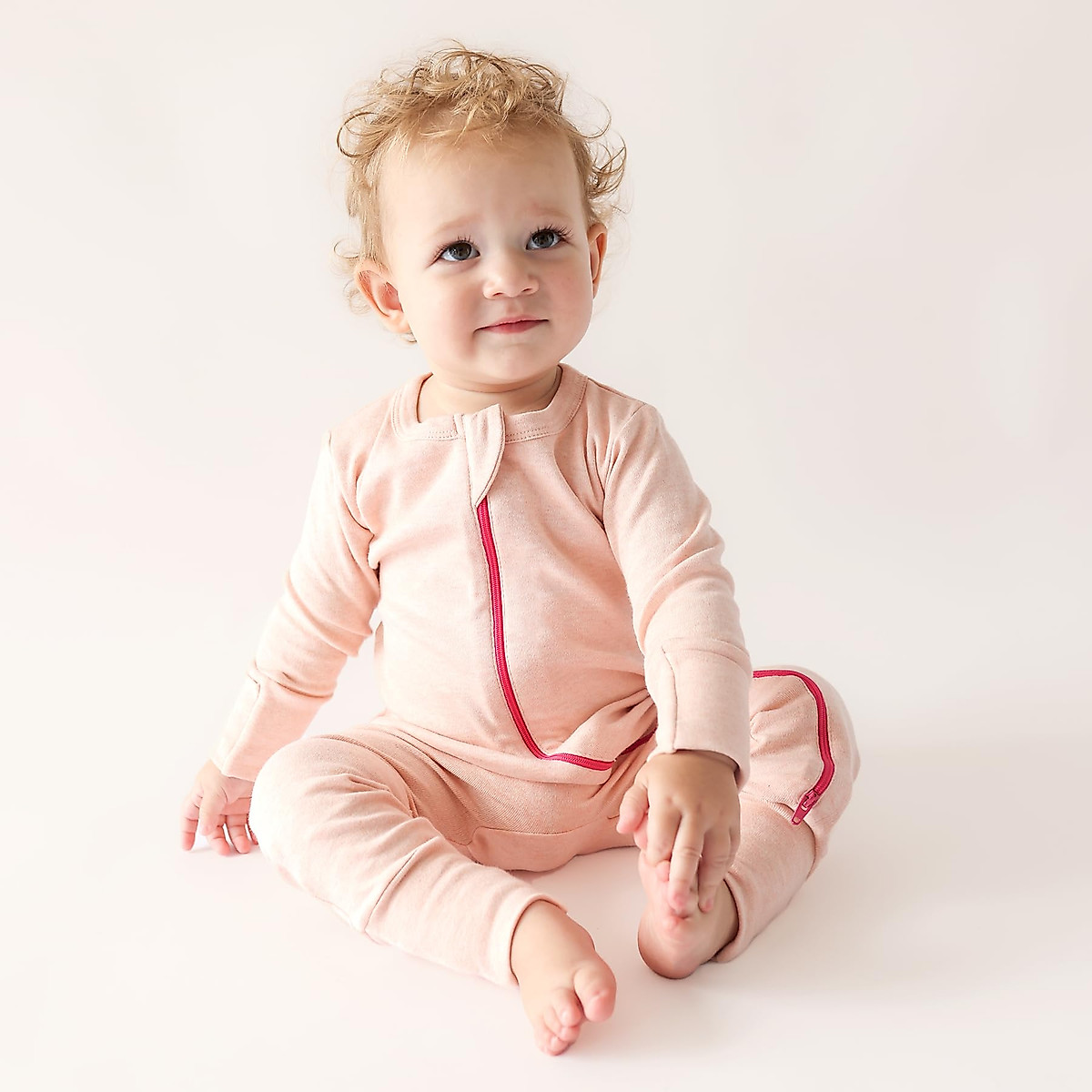 PARADE Organic Snuggle Soft Melange '2-Way' Zipper Romper Pink Melange 0-3M with Mitts