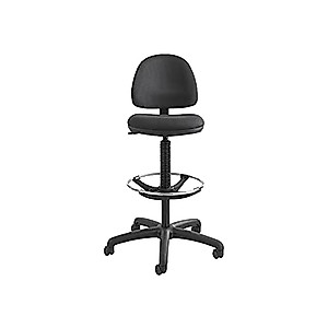 Safco 3401Bl Precision Extended Height Swivel Stool W/Adjustable Footring Black Fabric