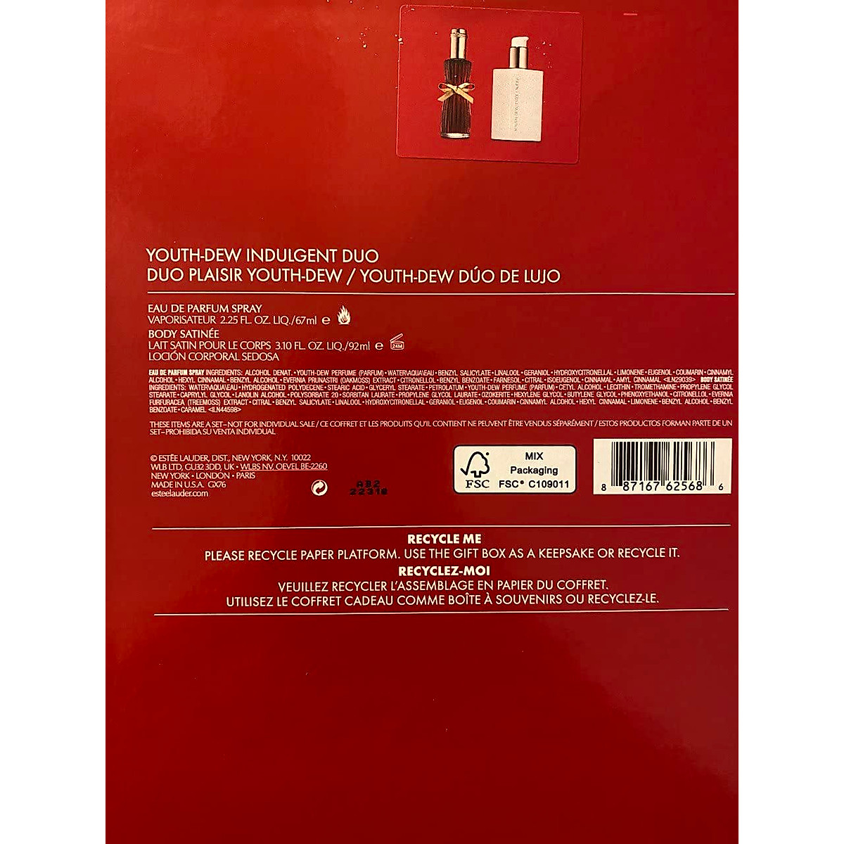 ESTEE LAUDER YOUTH-DEW RICH LUXURIES 2PC SET (2.25 OZ EDP SPRAY + 3.12 OZ BODY SATINEE)