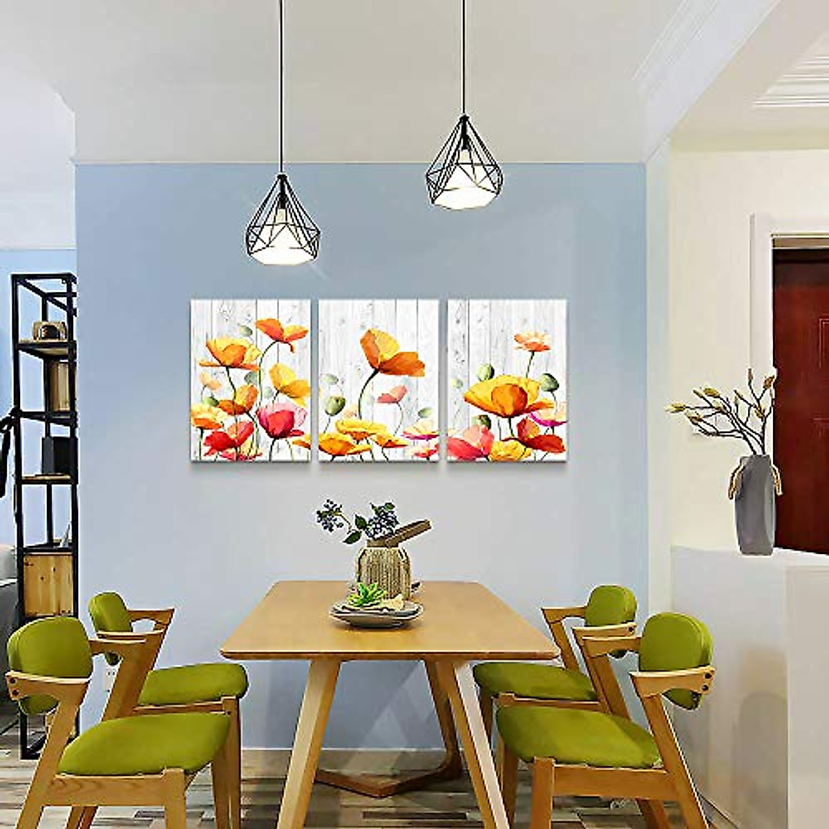 Bedroom Decoration kitchen Wall Artworks Canvas Wall Art for Living Room, 3 piece bathroom Wall decor Yellow flowers Watercolor painting posters Pictures office restaurant wall painting Home decor