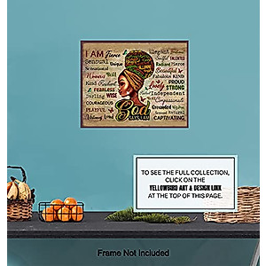 African American Women Positive Affirmations - Black Wall Art - Religious Christian Gifts for African American Girls - Inspirational Spiritual Positive Quotes Sayings Poster Picture - God Says You Are