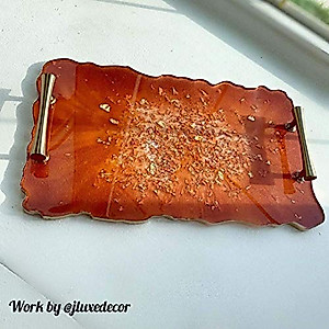 ResinWorld 2 Size 14 inches XL Large Tray Silicone Molds Epoxy Resin Geode Tray Mold with Gold & Silver Handles DIY for Making Resin Tray (Rectangle)