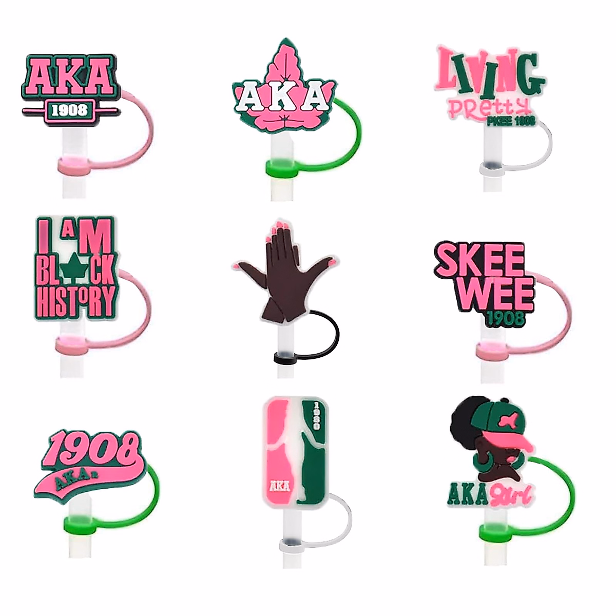 9 PCS Pink Straw Cover Silicone Pink Straw Covers Cap for Tumblers Reusable Straws Cute Straw Tips Cover