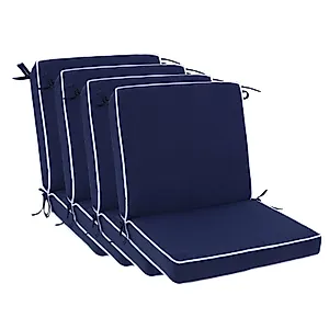 Blytieor Outdoor Patio Chair Cushions Set of 4, Water Resistant Square Seat Cushions with Ties, 20"x17" All Weather Seating Cushions for Outdoor Furniture