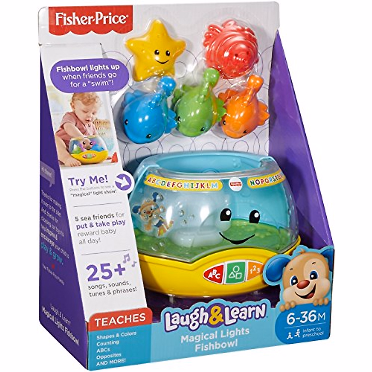 Fisher-Price Laugh & Learn Baby & Toddler Toy Magical Lights Fishbowl With Smart Stages Learning Content For Ages 6+ Months