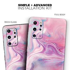 DesignSkinz Marbleized Color Paradise V2 Protective Vinyl Decal Wrap Skin Cover Compatible with The Samsung Galaxy S20 (Screen Trim & Back Glass Skin)