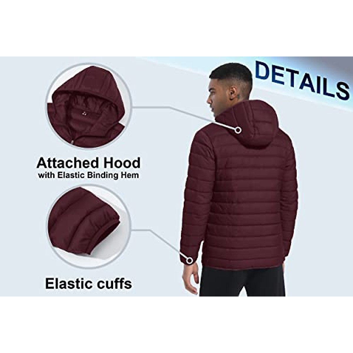 TACVASEN Hooded Down Jackets For Men Quilted Jackets Lightweight Jackets Skiing Jackets Windproof Jackets Water-Resistant Jackets Winter Coat