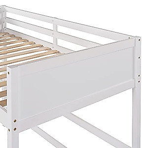 DEYOBED Twin Size Wooden Loft Bed Frame with Ladder - Space-Saving Design for Kids, Teens, and Adults