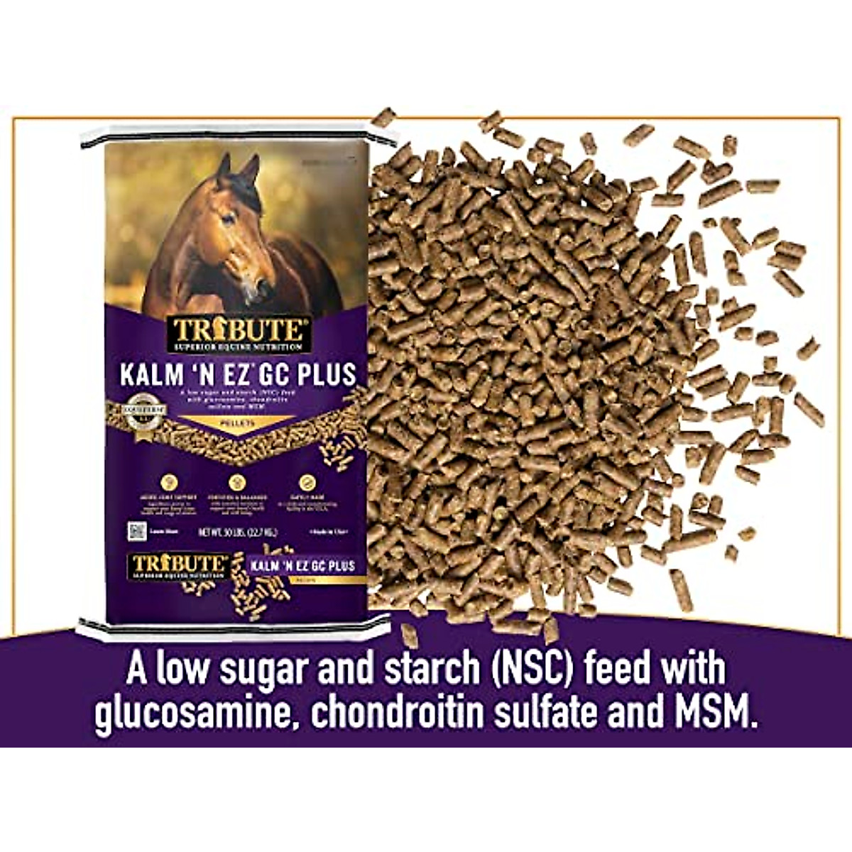 Kalmbach Feeds Tribute Kalm 'N Ez Gc Plus Pellets for Horse, 50 lb