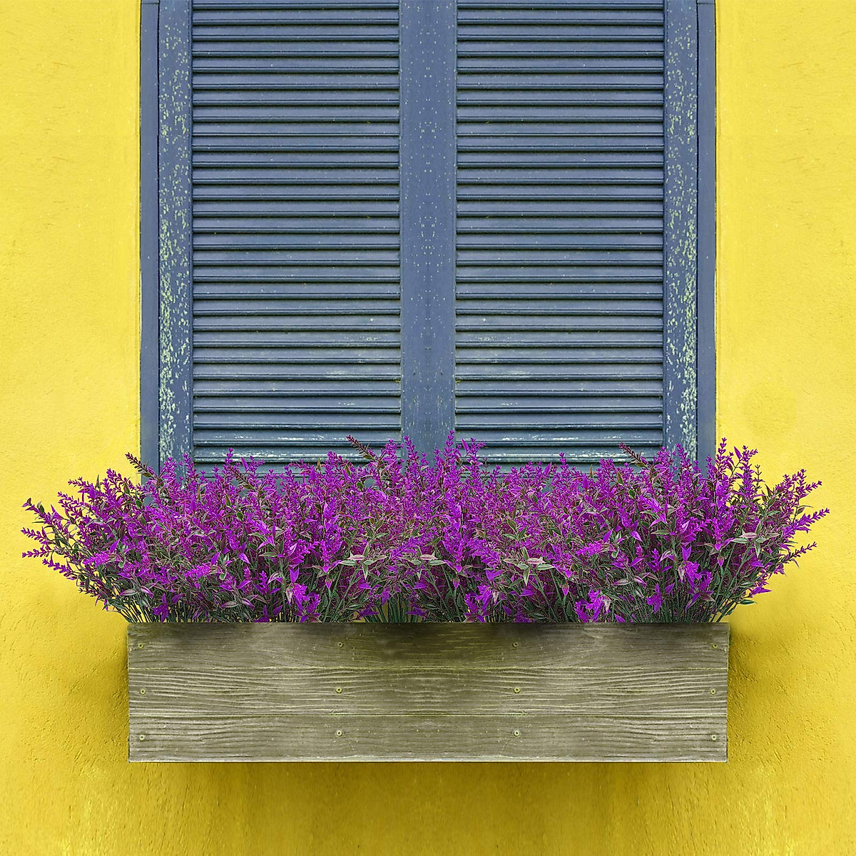 Artflower 12 Bundles Artificial Lavender Flowers Bouquet Outdoor Fake Shrubs UV Resistant Lifelike Greenery Bushes for Garden Indoor Outdoor Home Porch Box Decor (Fuchsia)