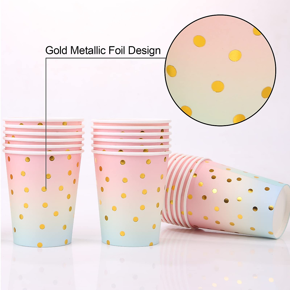 Boocikey 200 Pcs Pastel Party Supplies Birthday Party Plates and Napkins Sets,Disposable Pastel Birthday Plates - Rainbow Paper Plates Napkins Cups for Birthday Baby Shower Party Decorations