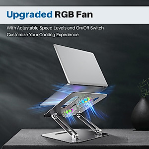 YICOSUN Laptop Stand, Adjustable Ergonomic Portable Aluminum Laptop Holder, Multi-Angle Height Adjustable,Foldable Computer Stand Anti-Slip Laptop Riser Compatible with 9-15.6 inch Laptops, Silvery